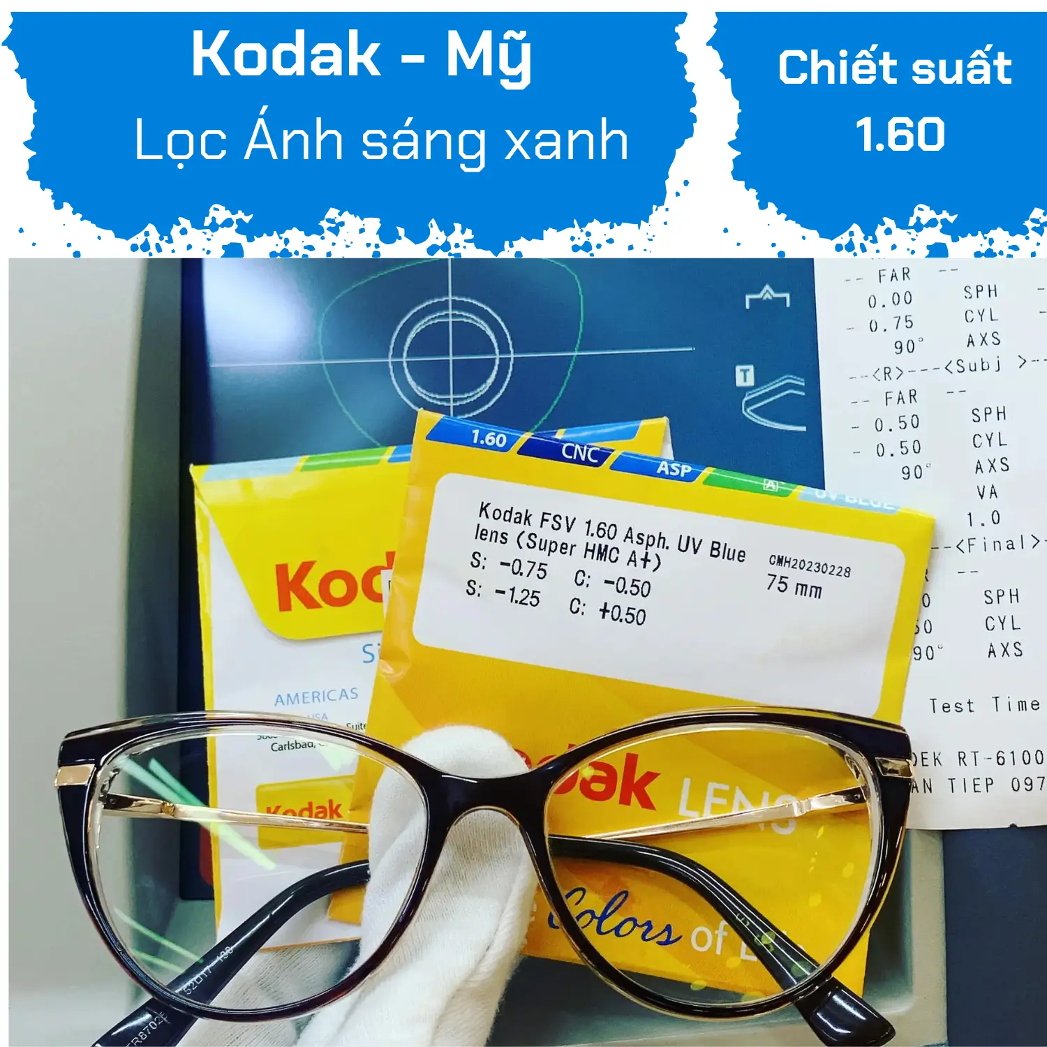 Tròng Kodak UVBlue Lens 1.60 - Kính Mắt Điện Biên Phủ